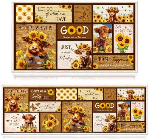 Amazon.com: InIsaJace Highland Cow Kitchen Mats for Floor Sunflower ...