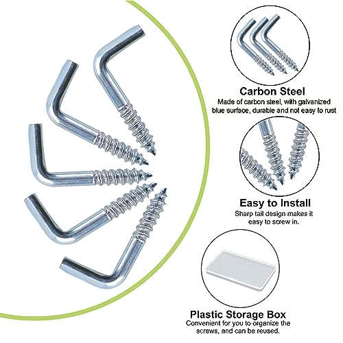 UFURMATE Screw in Hooks, 100Pcs Galvanized L Shaped Hooks Shouldered ...