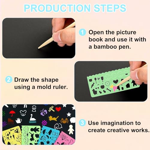 Children’s Rainbow Scratch Drawing, Scratch Paper Art Handicraft ...