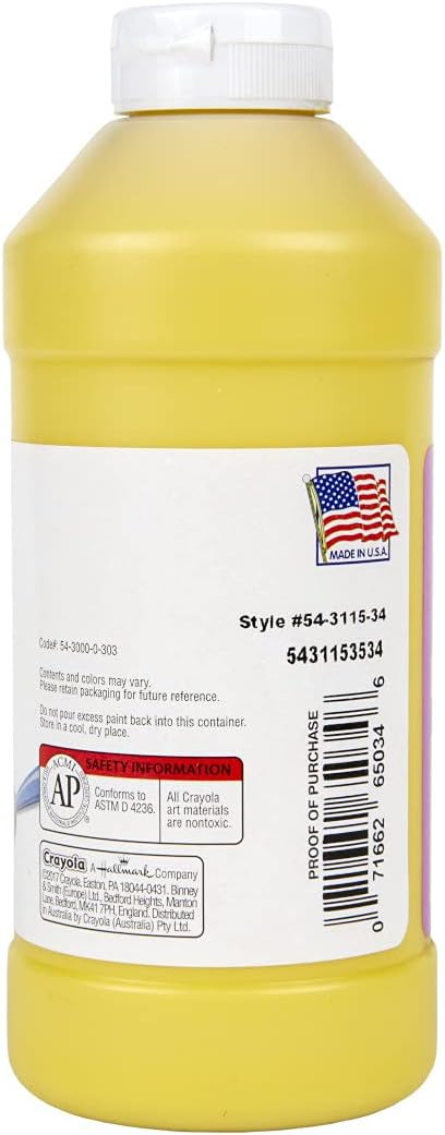 Crayola Artista II – Pintura de témpera lavable 14fl oz color amarillo ...