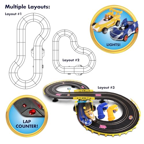 NKOK Sonic & Tails RC Slot Car Set Race Set Vehicle, Black, Cars Rase ...