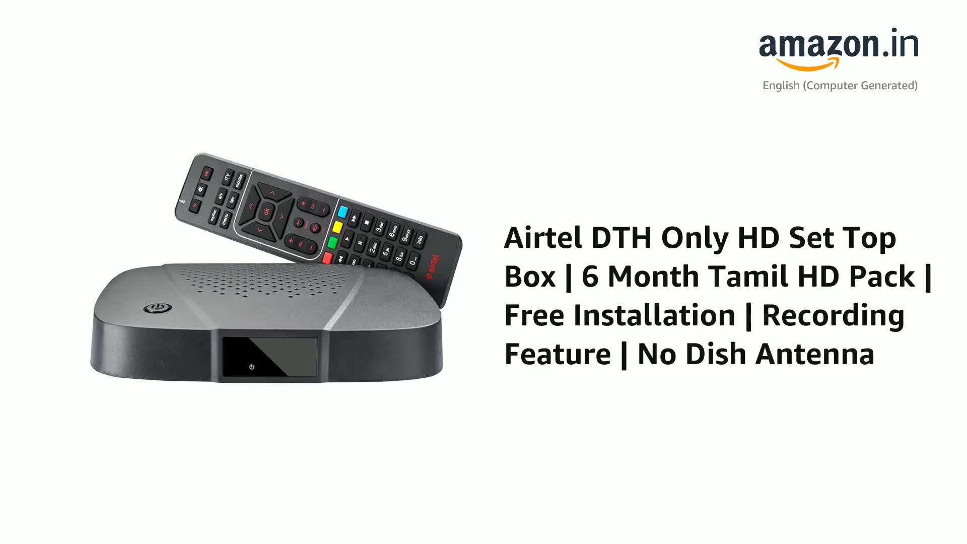 Watch Airtel DTH Only HD Set Top Box | 6 Month Tamil HD Pack | Free ...