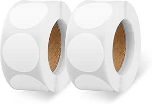 1000 Pcs 1 Inch White Circle Stickers Dot Stickers Labels Round Color ...