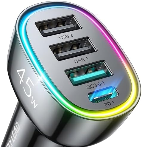 Amazon.com: Rocoren 55W 4-Port Car Charger, PD3.0 QC3.0 Super Fast ...