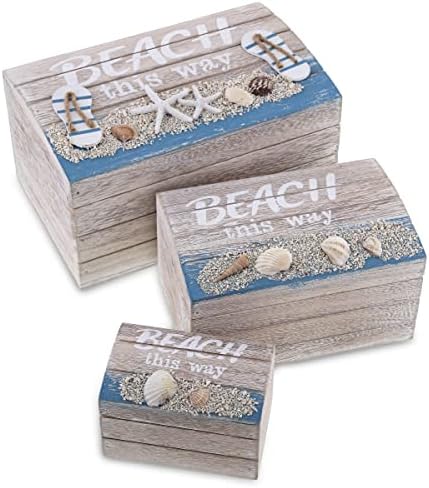 Amazon.com: Nautical Box Set, Beach Theme Wooden Jewelry Boxes for ...