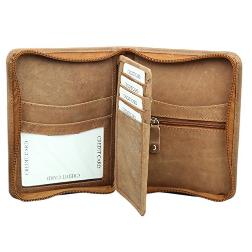 Buy Style98 Shoes Brown Pure Leather Men's Travel Wallet|| Zipper ...