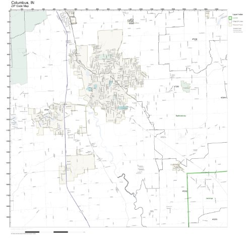 ZIP Code Wall Map of Columbus, IN ZIP Code Map Laminated: Amazon.com ...