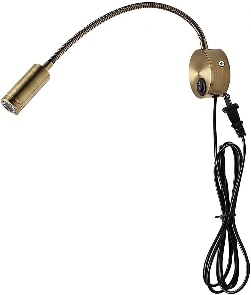AYJIB LED Wall Reading Light, 3W Wall Mounted Antique Brass Reading ...