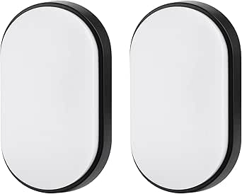 18W LED 4000K IP65 Flush Wall Mounted Oval Bulkhead Light Fitting with Black Trim for Indoor ...