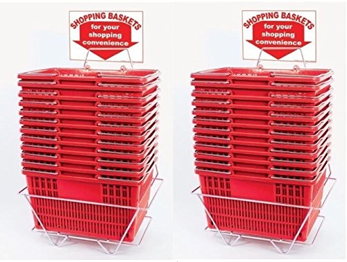 Amazon.com: Red Shopping Baskets (Set of 24 with 2 Stands and Sign ...