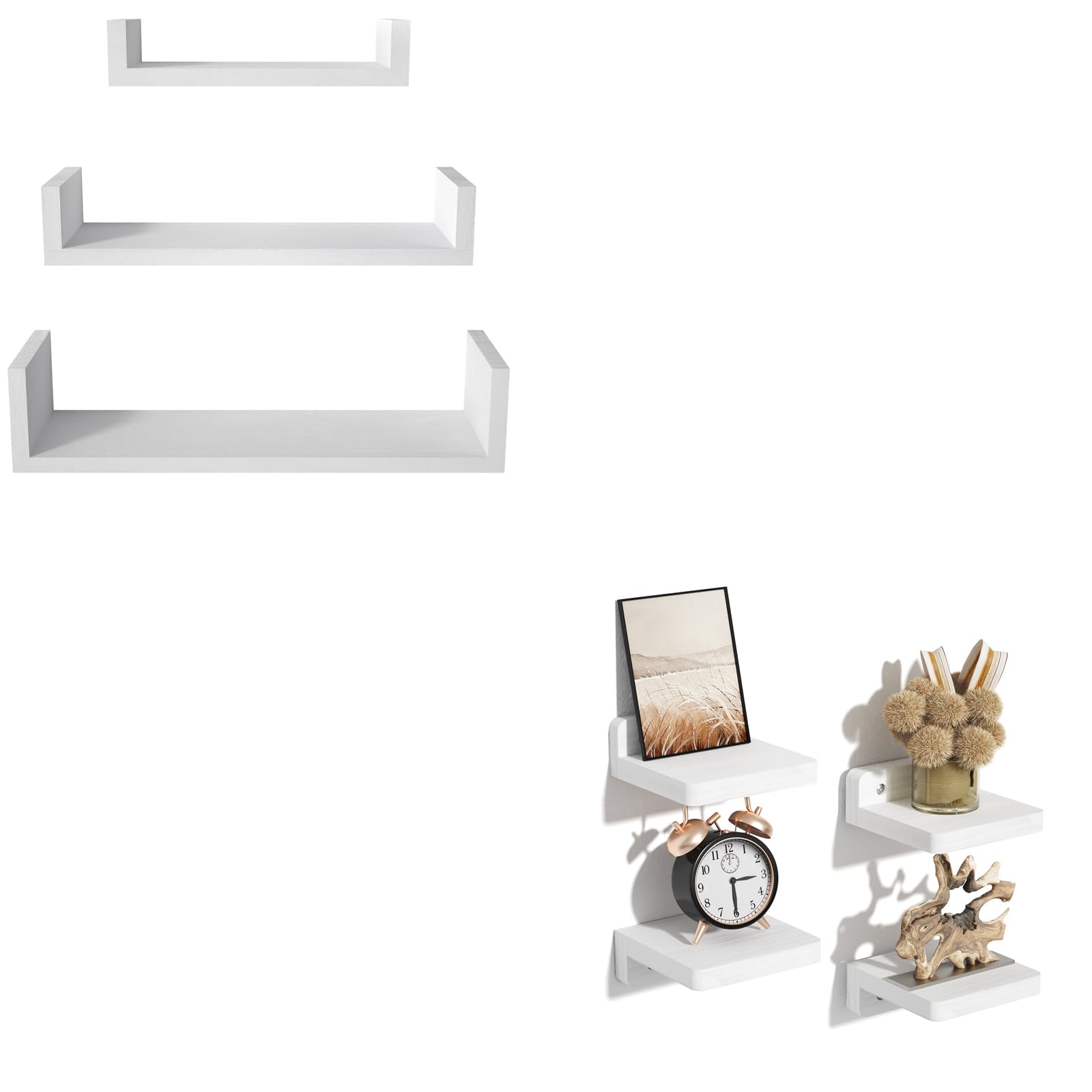 Amazon.com: SRIWATANA U Shelves Wall Mounted Set of 3 and Small ...