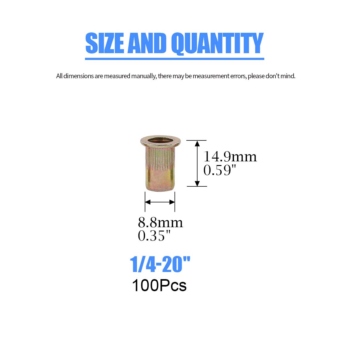 Snapklik.com : Glarks 100Pcs 1/4"-20UNC Zinc Plated Carbon Steel Rivet ...