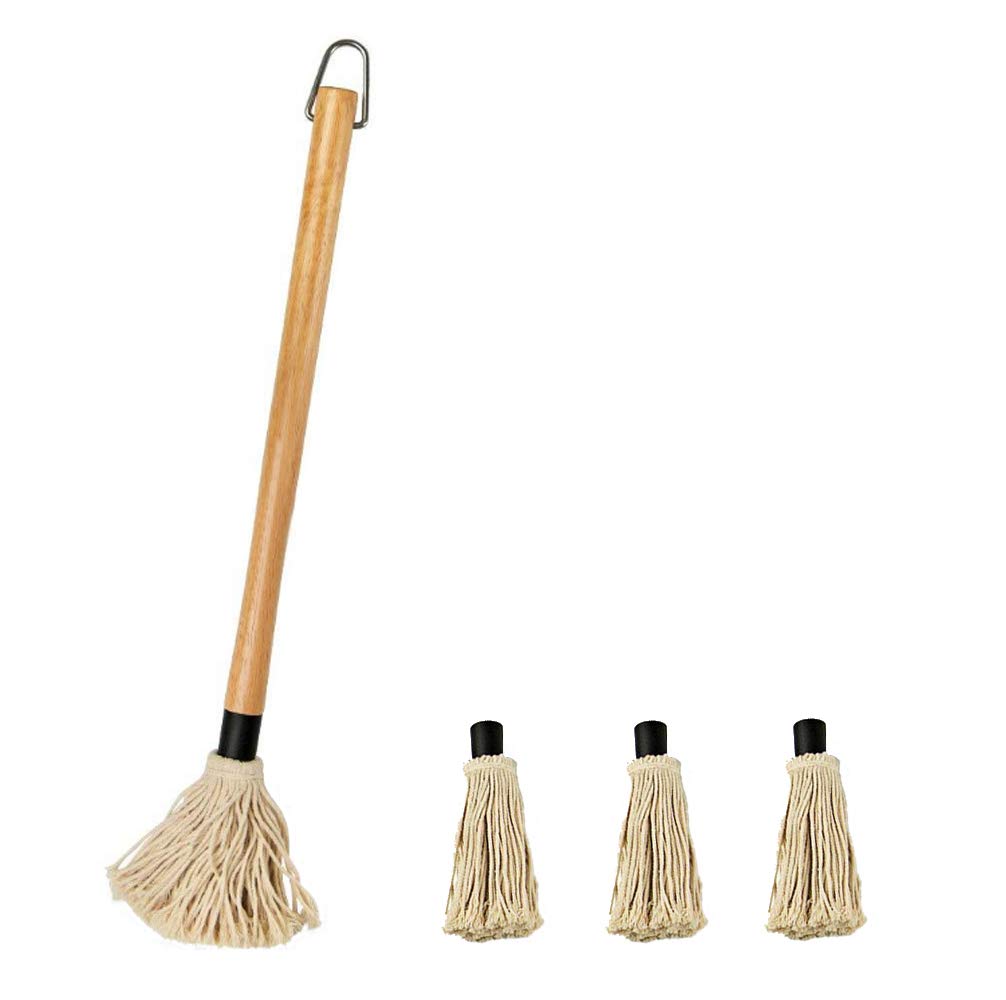 Sunglow 18 inches BBQ Basting Mop with Wooden Handle,with 3 Extra ...
