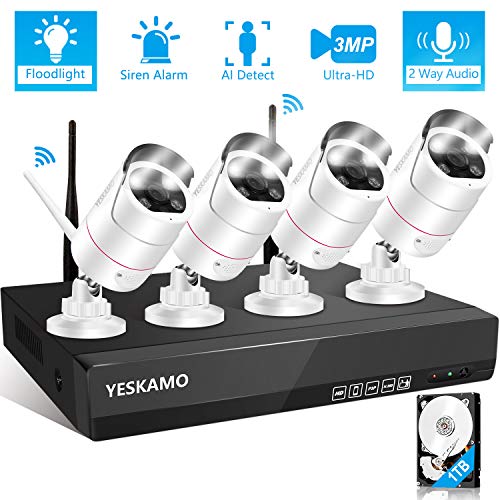 Wireless Security Camera System 3MP Ultra-HD [Floodlight & 2 Way Audio ...