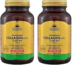 Sunshine Nutrition Advanced Collagen + Vitamin C 6000Mg 100 Tablets ...