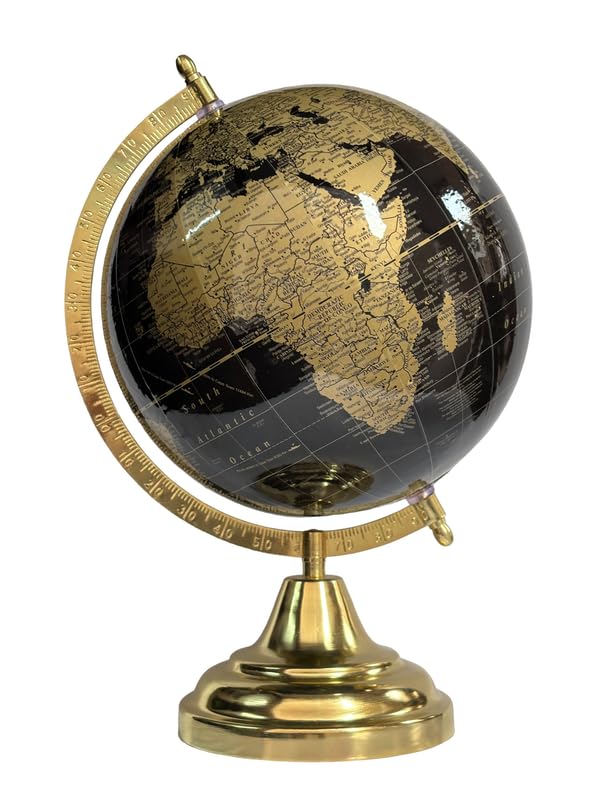 Sunlight Globe Political 8-Inch Laminated World Globe | Black with Gold ...