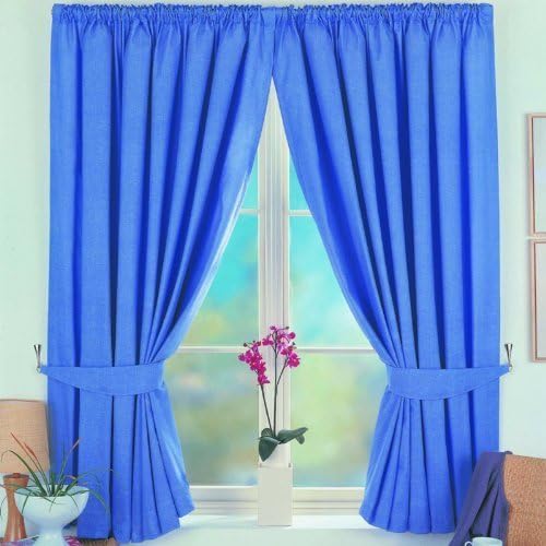 Tony's Textiles Norfolk Blackout Curtains - Blue 66" wide x 54" drop ...