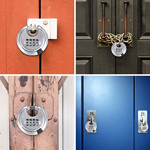 DELSWIN 4 Digit Combination Disc Padlock with Hardened Steel Shackle ...