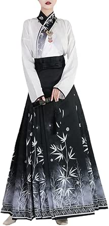 Rikcat Jupe Hanfu à Visage de Cheval, Jupe de Style Chino Robe Hanfu ...