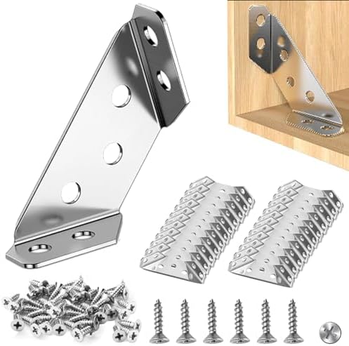 Pack of 20 Corner Connectors Stainless Steel Triangle Support Angle ...