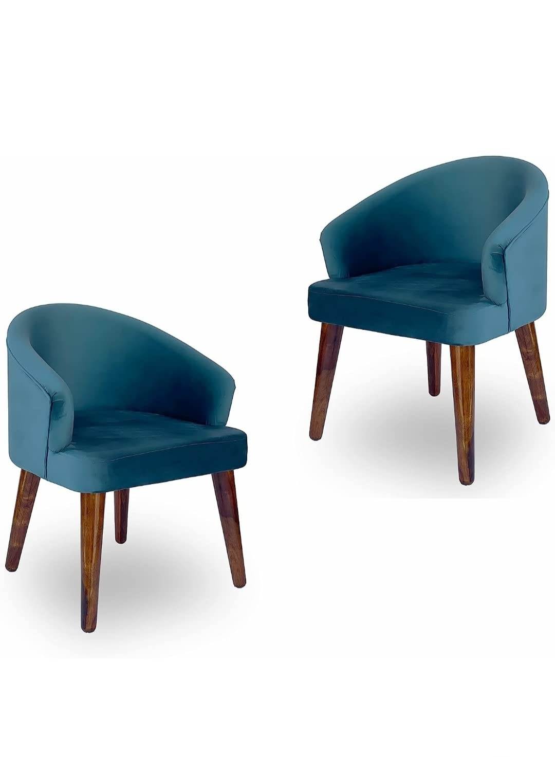 HOUSERIGHT Furniture Sheesham Wood Stylish Single Seater Chairs Set of 2 in Velvet Fabric ...