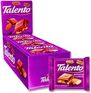 Caixa Chocolate Talento Amêndoas e Passas GAROTO- 1 cx c/ 15un de 25g ...