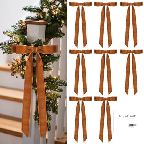 Amazon.com: Solsew 20 Pcs Velvet Christmas Bow for Christmas Tree 6 x ...