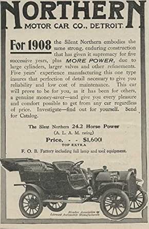 Amazon.com: 1908 Northern Silent Detroit MI Automobile Magazine Ad ...