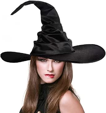 Amazon.com: LKQBBSZ Halloween Black Large Ruched Witch Hat for Women ...