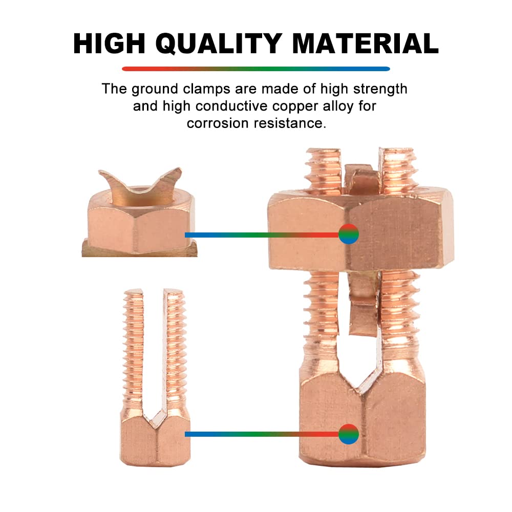 Snapklik.com : 6PCS Split Bolt Connector Copper Grounding Clamps For ...