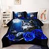 Amazon.com: Menkala Wolf Queen Comforter Set,Blue Flower Comforter ...