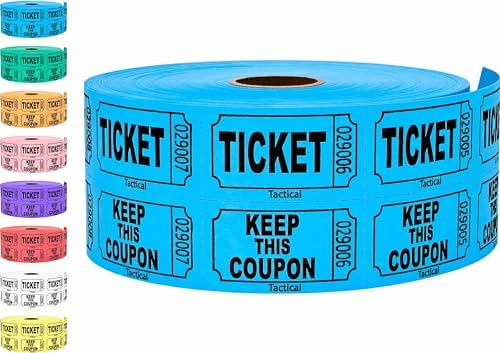 1000 Tacticai Raffle Tickets, Blue (1 of 8 Colors), Double Roll, Ticket ...