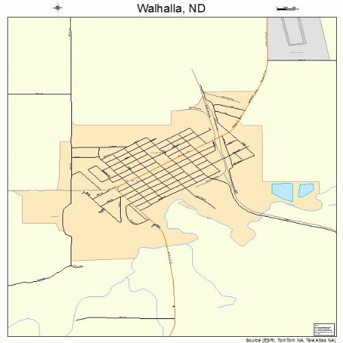 Large Street & Road Map of Walhalla, North Dakota ND - Printed poster ...