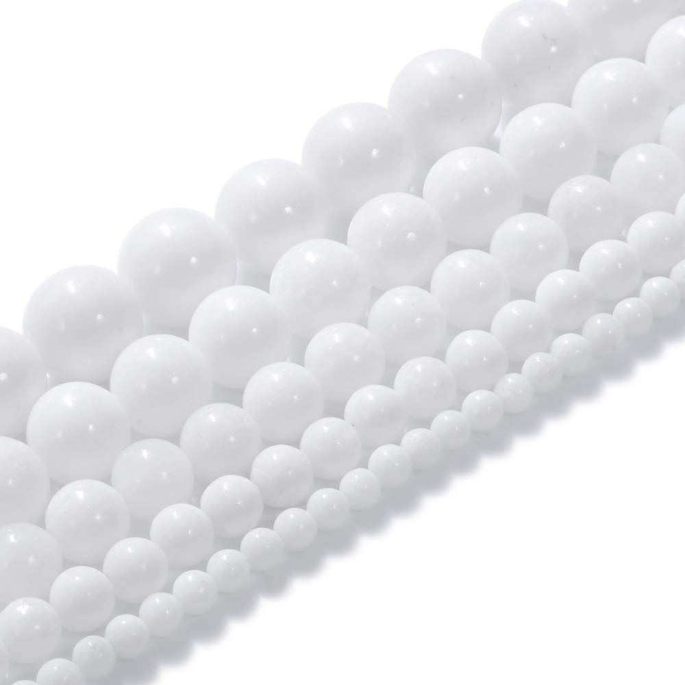 Amazon.com: Natural Stone Beads 8mm White Porcelain Gemstone Round ...