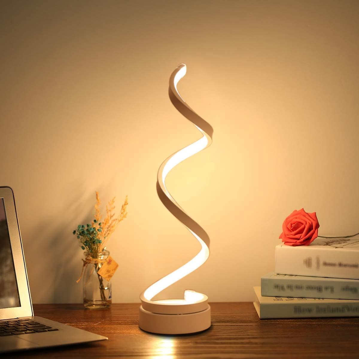 ELINKUME Spiral LED Table Lamp, Curved LED Desk Lamp, Modern Minimalist ...