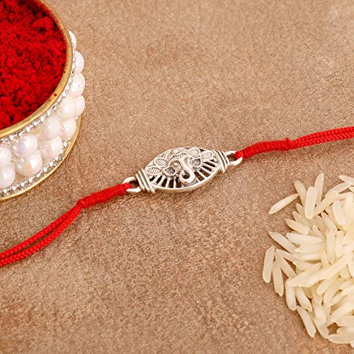 Buy GIVA 925 Sterling Silver Oxidised Silver Vinayak Rakhi, Cotton ...