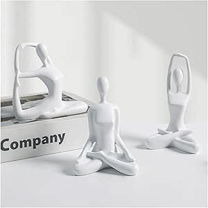 Amazon.co.jp: Yoga Statues Set of 3 Yoga Meditation Sculptures Modern ...