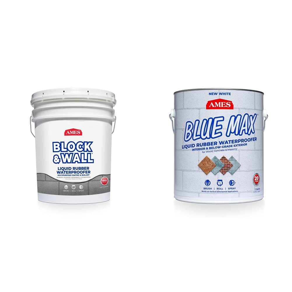 AMES Liquid Rubber Waterproofing Bundle (5 Gallon Pail + 1 Gallon Pail ...