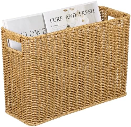 Happyyami Hand-woven Magazine Basket Magazine Wicker Basket Rattan ...