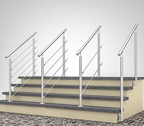 Plated Steel Stair Railing Complete Metal Chrome Wall Handrail Kit
