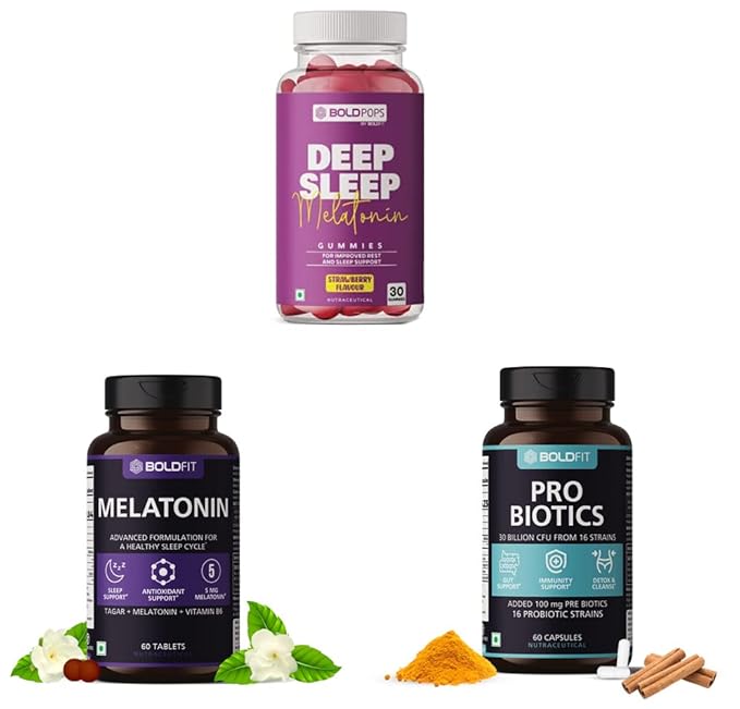 Boldfit BOLDPOPS Gummies & Melatonin 5mg Sleeping Aid Pills ...