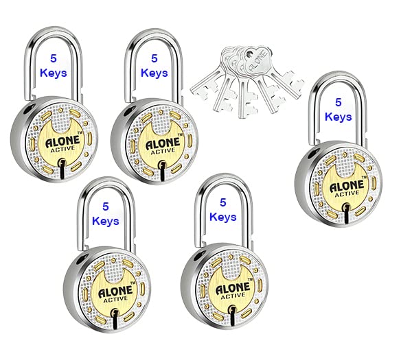 Alone Round 5 Padlock 65mm Brass Top 5 Keys Each | Hard Shackle Double ...