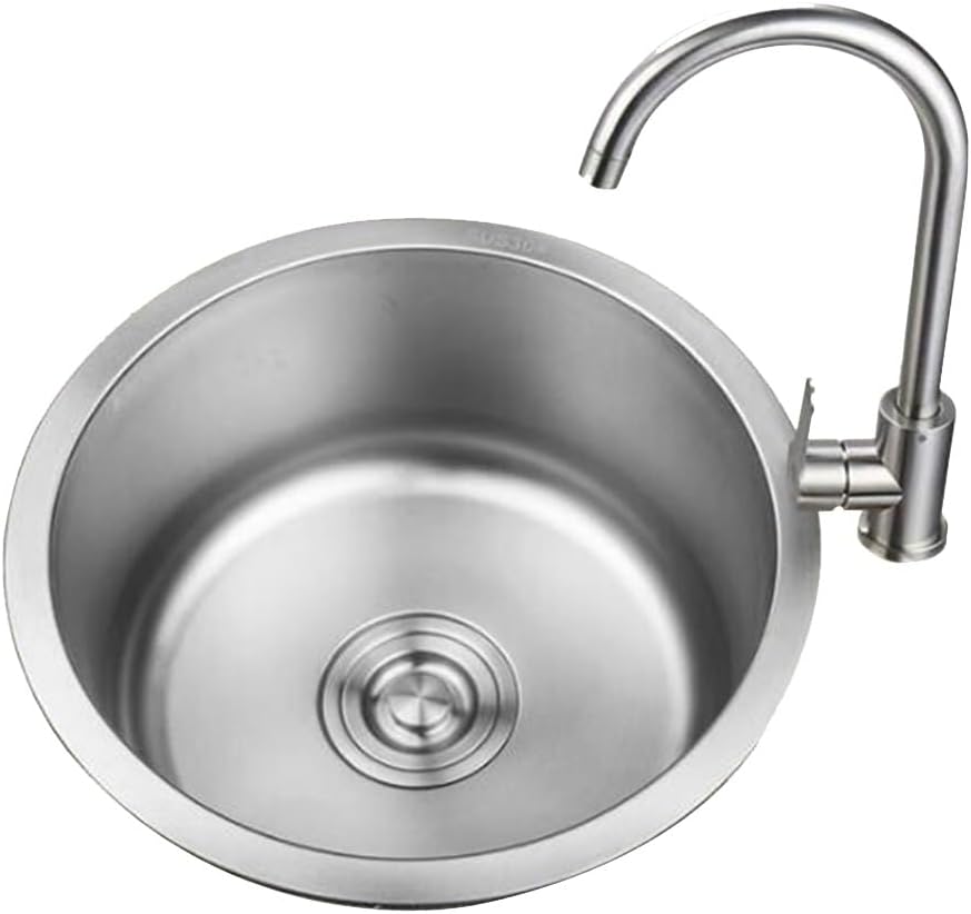 SBOJI Single Bowl Kitchen Sink Stainless Steel Round Kitchen Sink with ...