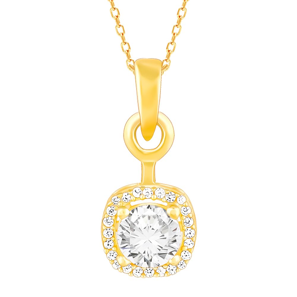 GIVA 925 Silver Golden Classy Solitaire Pendant With Link Chain| Pendant to Gift Women & Girls ...