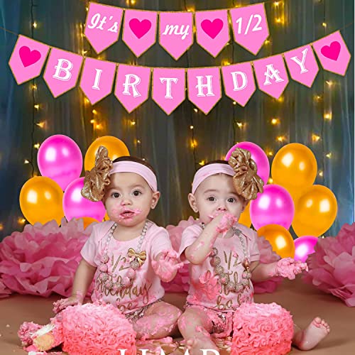 Party Propz 6 Months Birthday Decorations for Girl - 32Pcs ,Pink & Glod ...