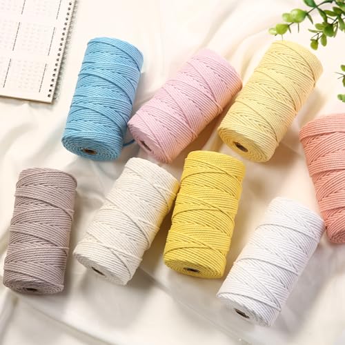 GOHOF Macrame Cord 3mm x 150m Premium Cotton Macrame Rope, 4 Strand ...