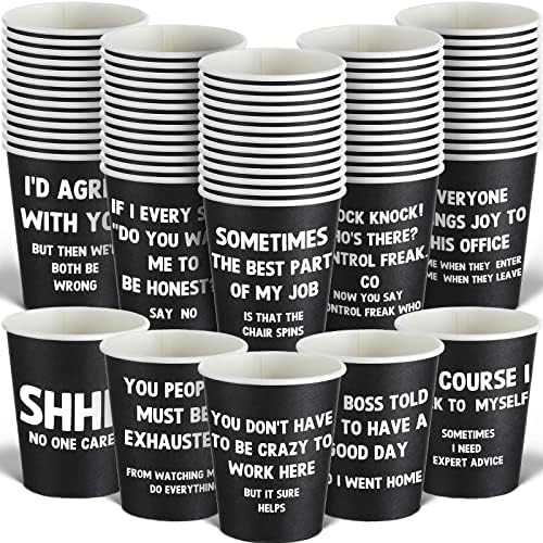 Amazon.com: 150 Pack 9 oz Black Paper Cups Disposable Coffee Cups Funny ...
