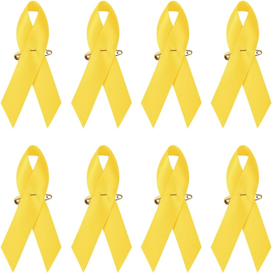 HugeDE 100 Pcs Yellow Ribbon Awareness Satin Pins - Lapel Fabric ...