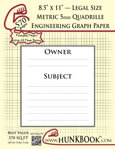 Engineering Graph Paper (MC5QL-570 pages): Metric 5mm Quadrille - Legal ...