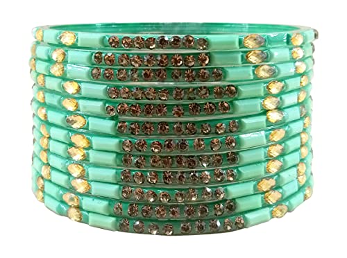 Buy The Golden Cascade Sentro Color Glass Bangles with Cutting Design ...